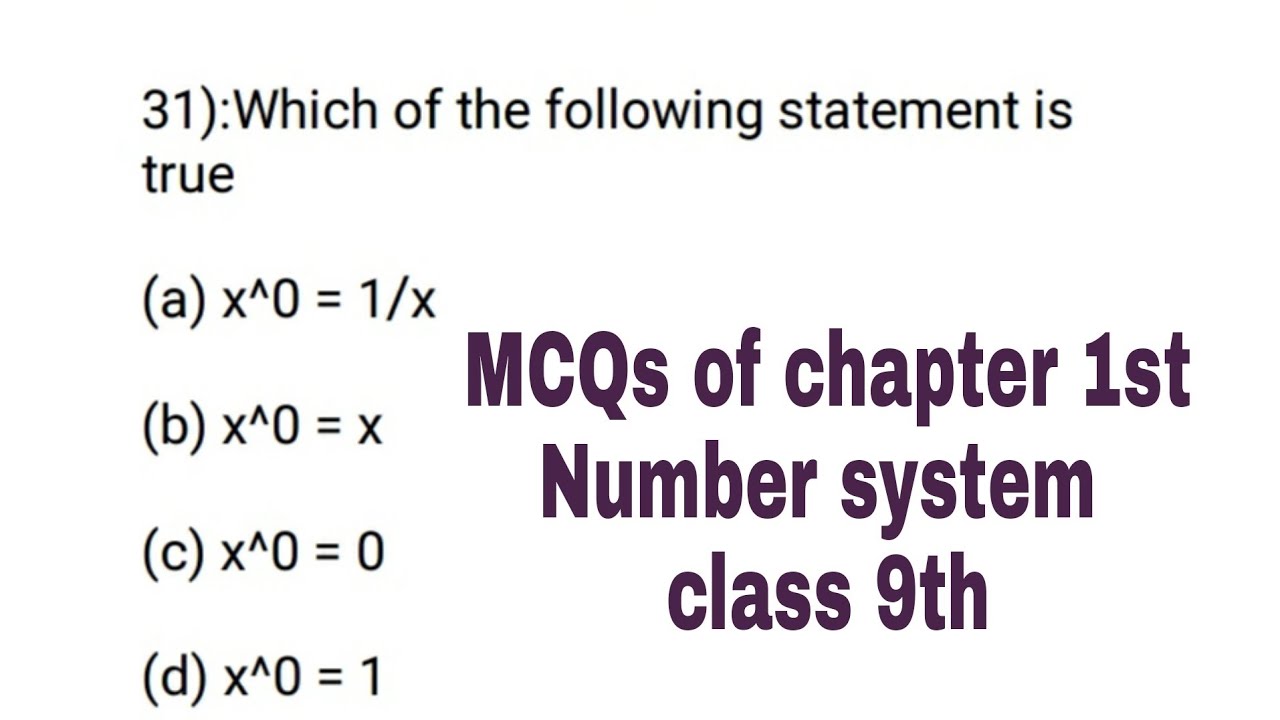 MCQ of Chapter 1 Number Systems Class 9 Maths (Part-3) - YouTube
