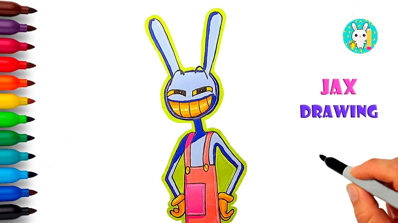 How to draw Jax The Amazing Digital Circus 💜 Jax drawing easy step by ...