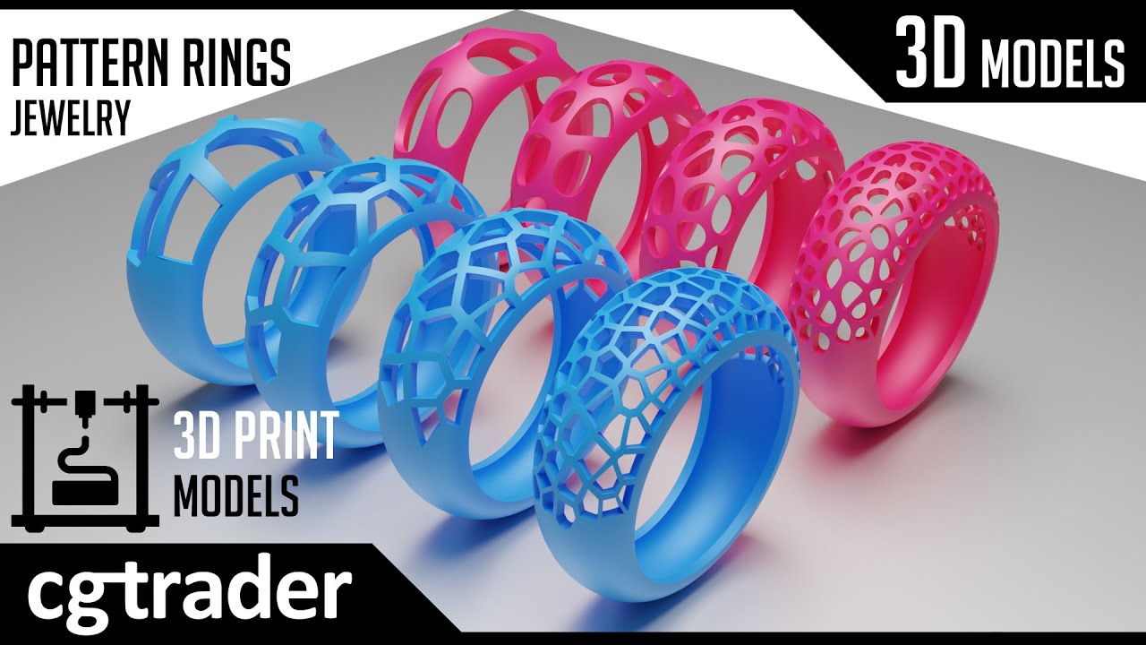 Voronoi Pattern Eight Rings Jewelry - 3D Print models on (CGTrader ...