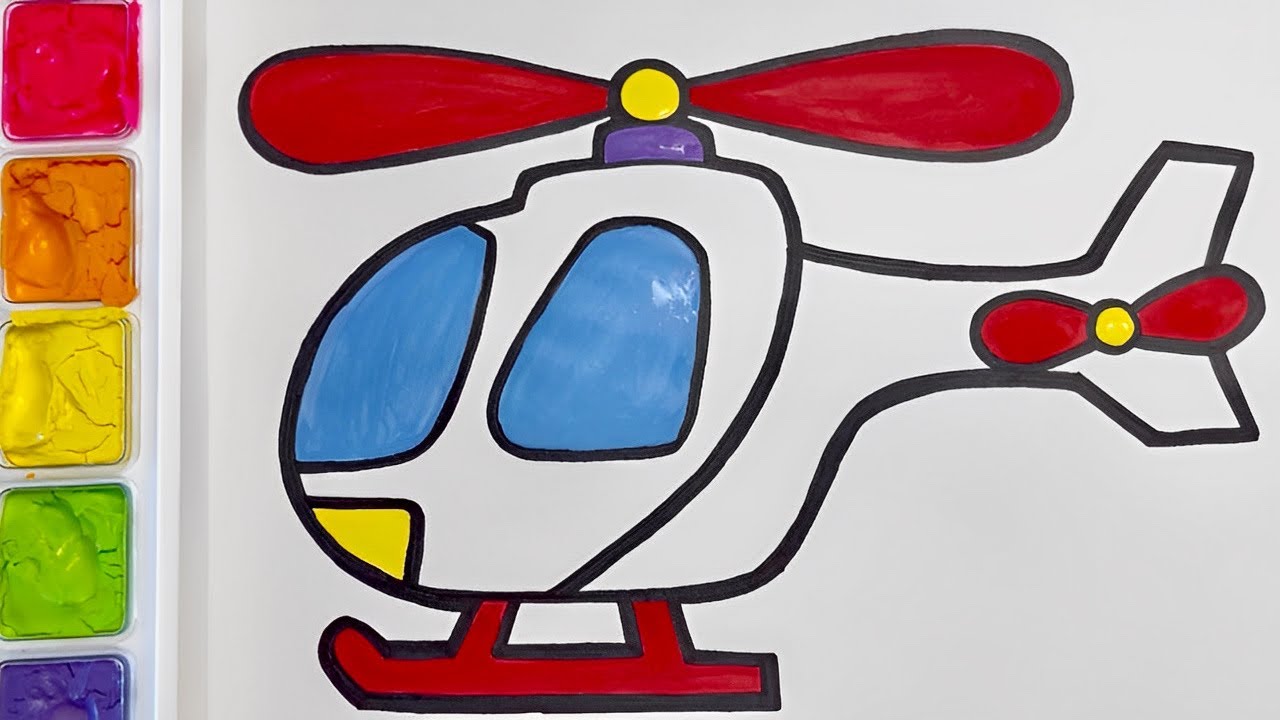 HELICOPTER EASY DRAWING: STEP BY STEP FOR KIDS- LEARN COLORS WITH ...