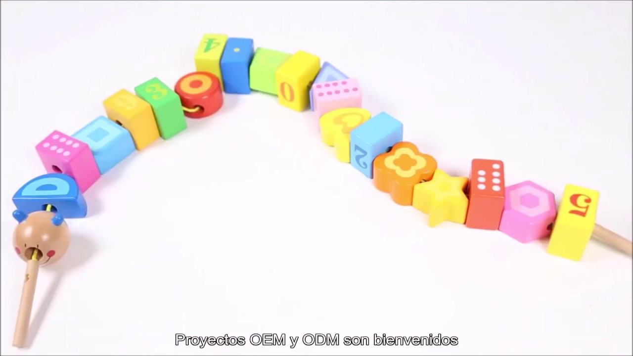 Wooden toy digital beaded building blocks - YouTube