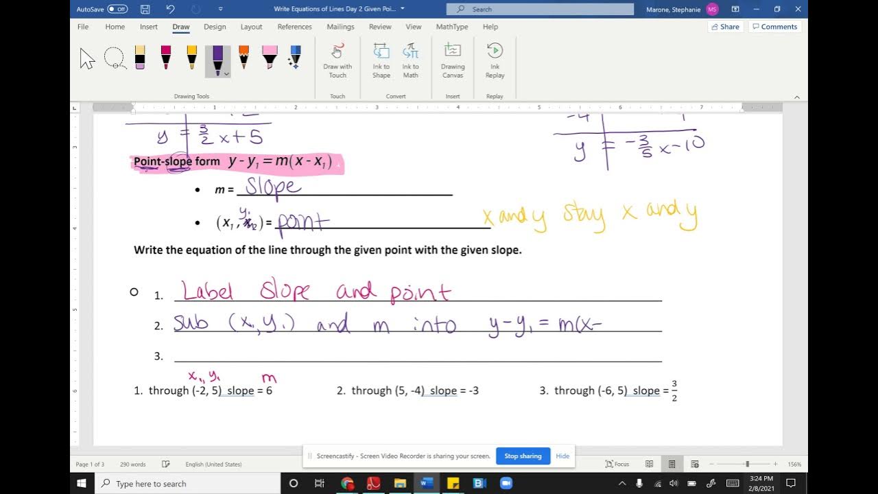 Write Equations of Lines Day 2 - YouTube