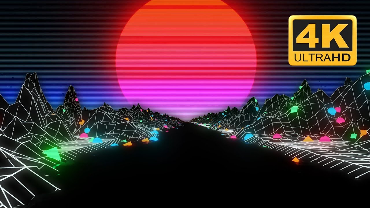 [4K] Neon Road - Retro Black Mountain Effect 🌈 - YouTube