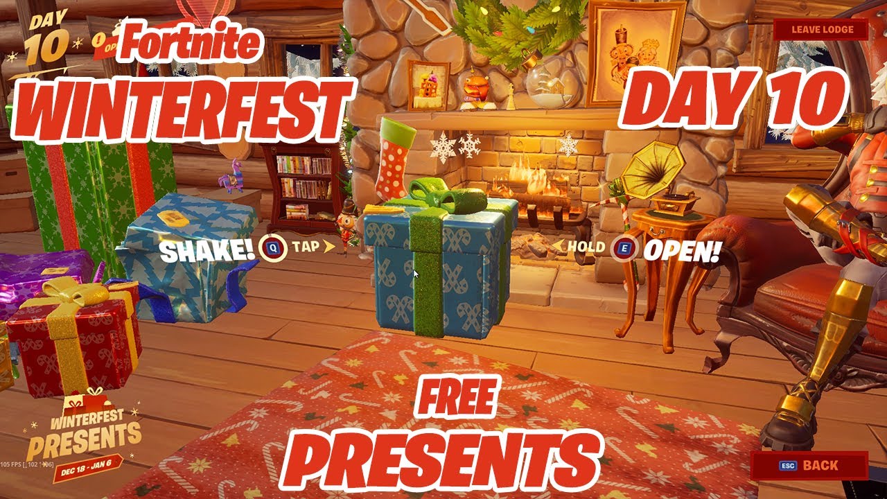 Fortnite Chapter 2 Winterfest Present Opening day 10 - YouTube