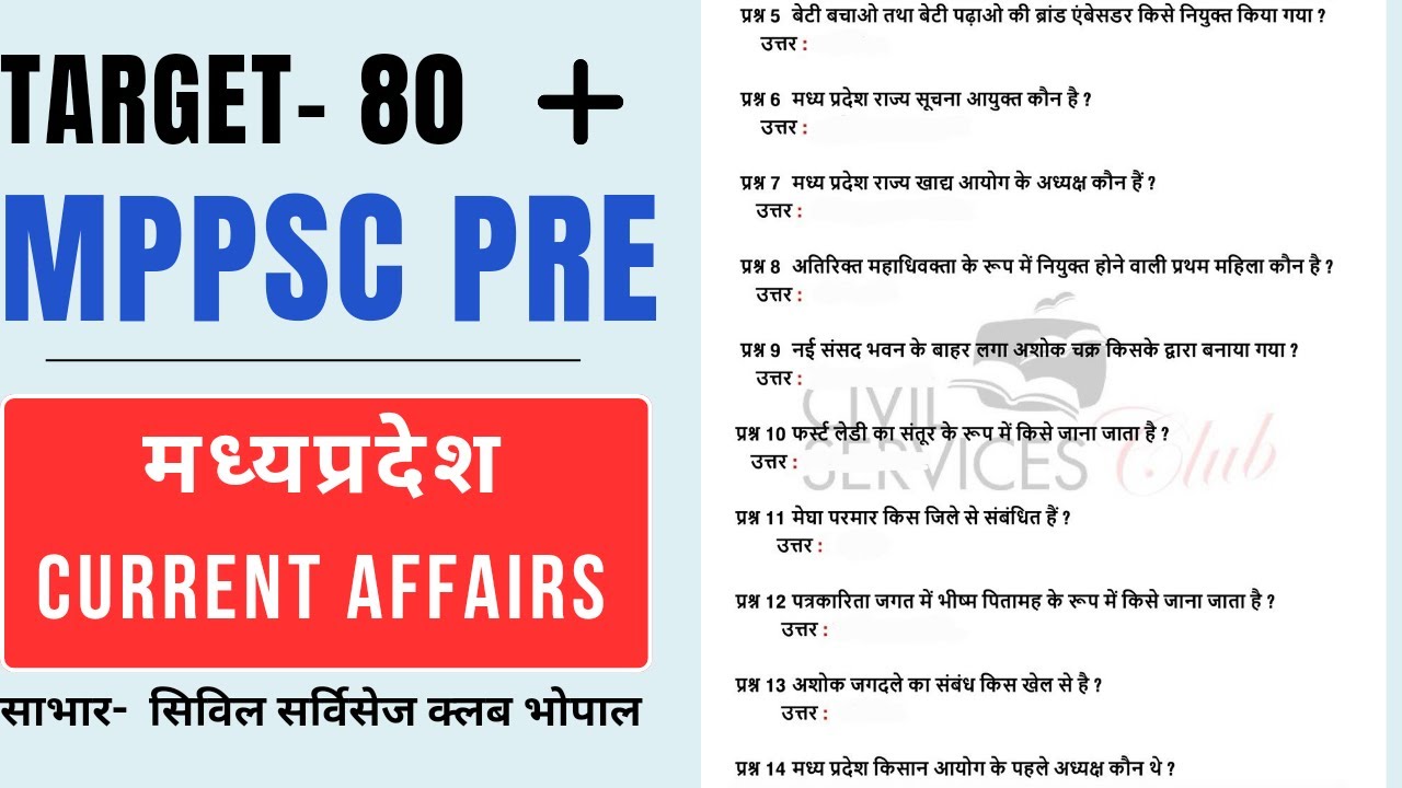 MPPSC PRE | MP करंट अफेयर्स | UNIT- 8 @NHICSMPPSC #MPPSCPREUNIT8 - YouTube