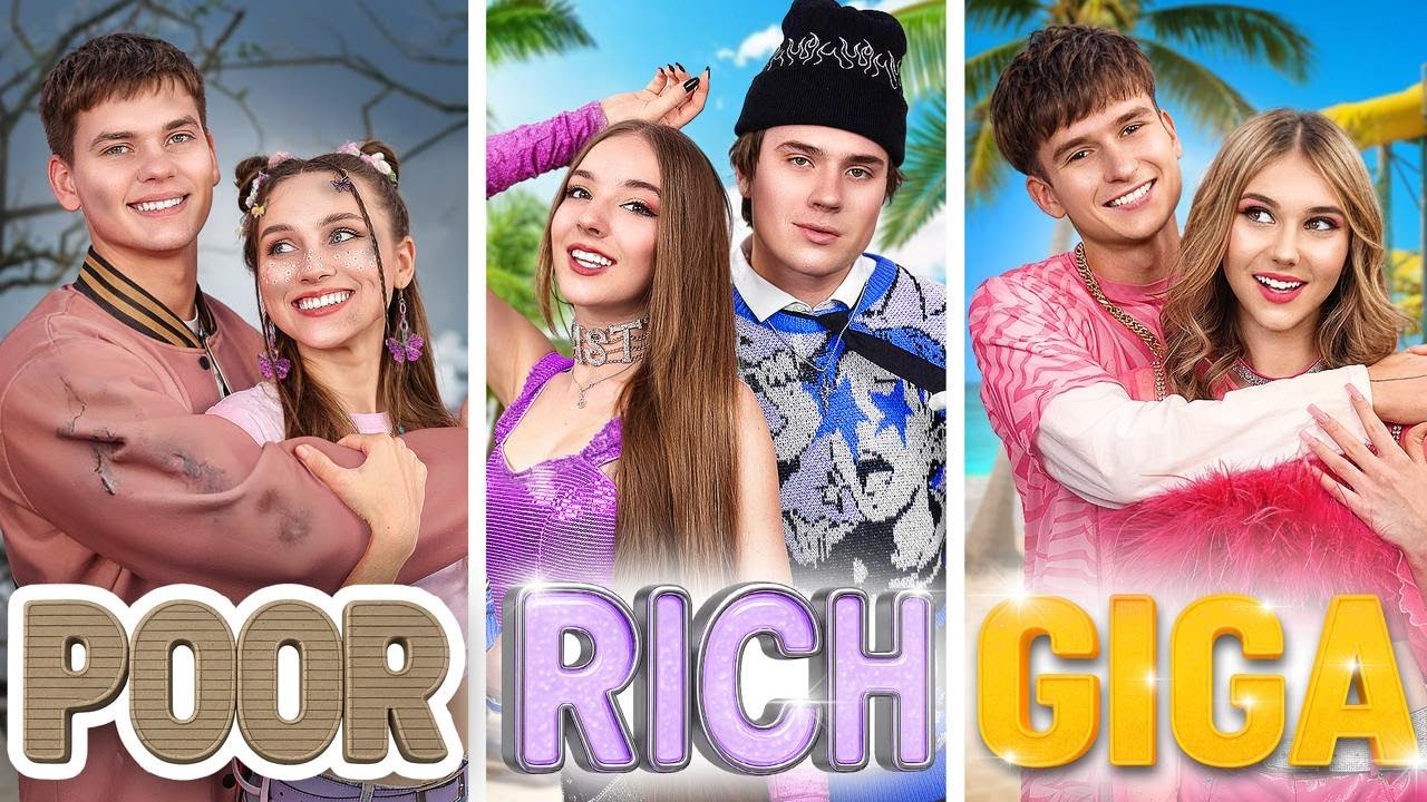 Poor vs Rich vs Giga Rich Girl! Couple Challenge in 24 Hours - YouTube
