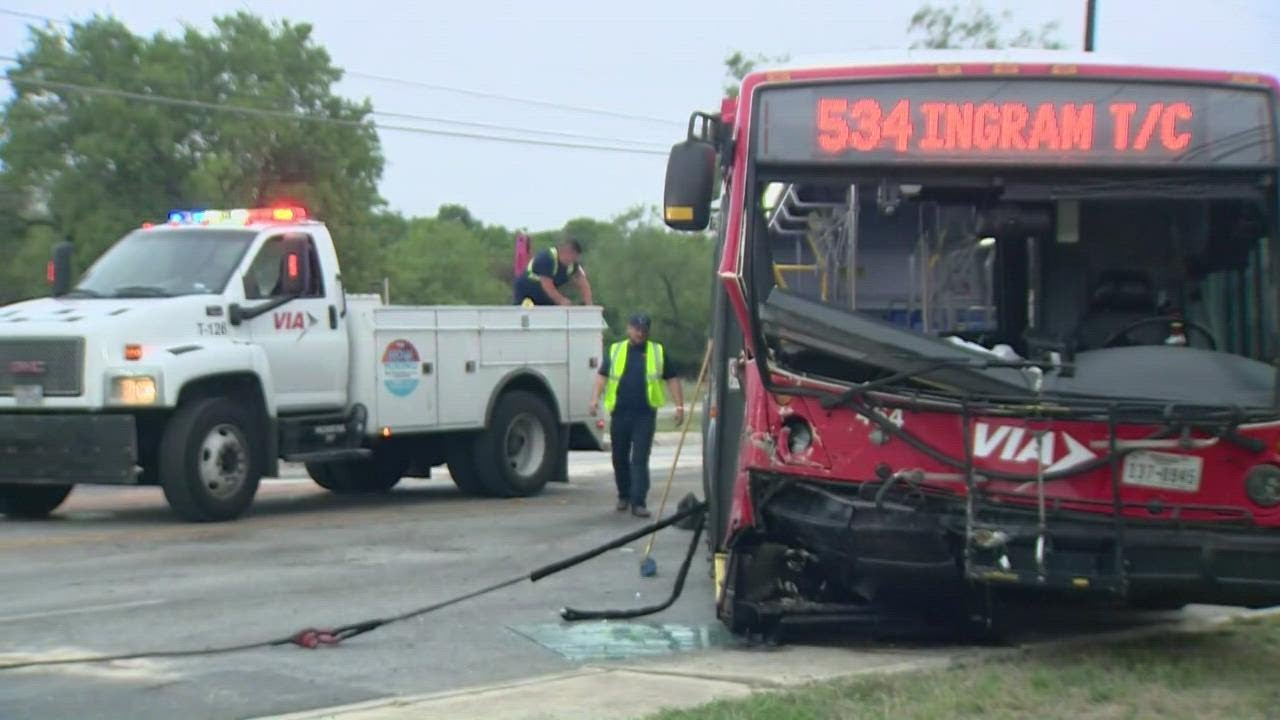 Accident involving VIA bus sends at least one to the hospital - YouTube