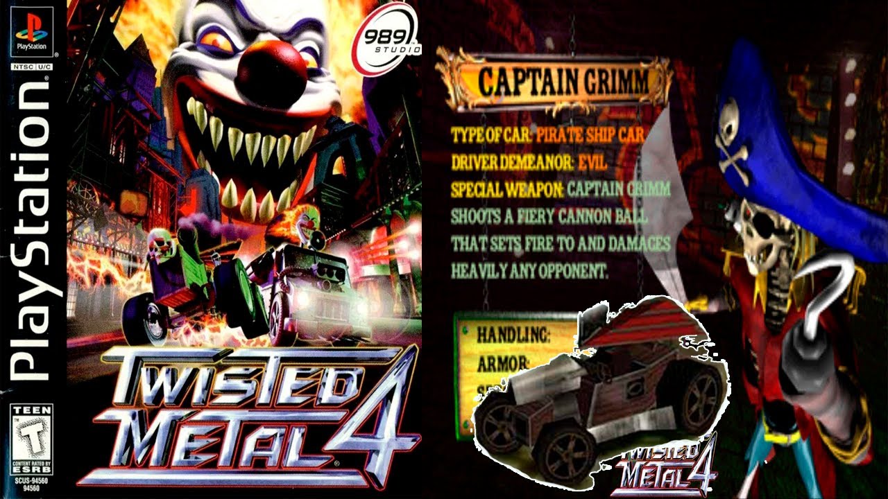 Twisted Metal 4! Captain Grimm (Tournament) Full Playthrough 1080/60Fps ...