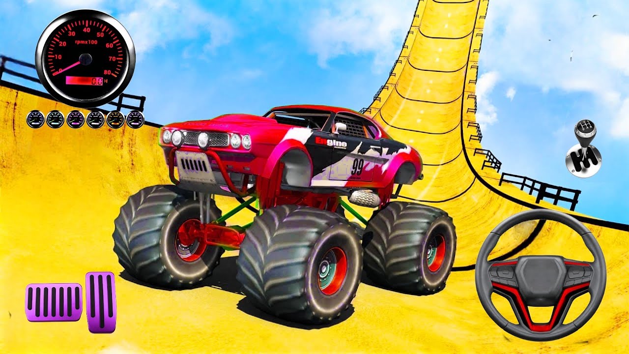 Mega monster truck High Jump Game Play Video Car Game - Extreme Game ...