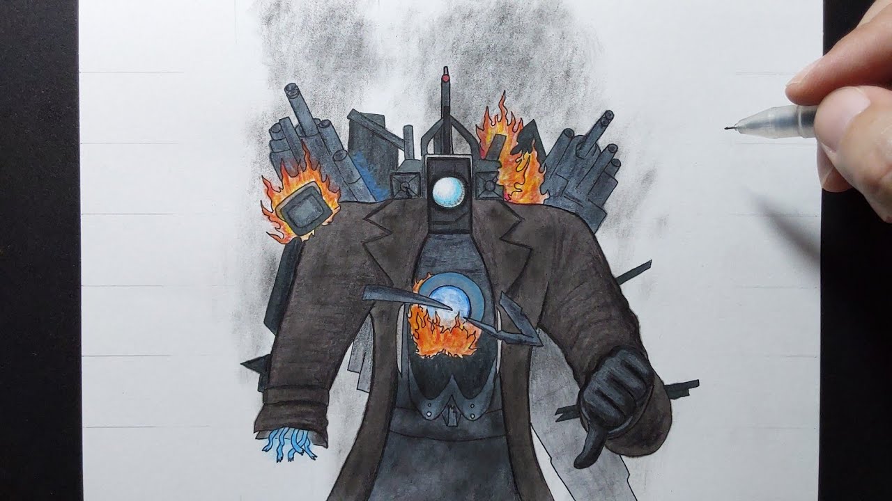 How to draw Titan Cameraman Destroyed in Skibidi Toilet 65 - YouTube