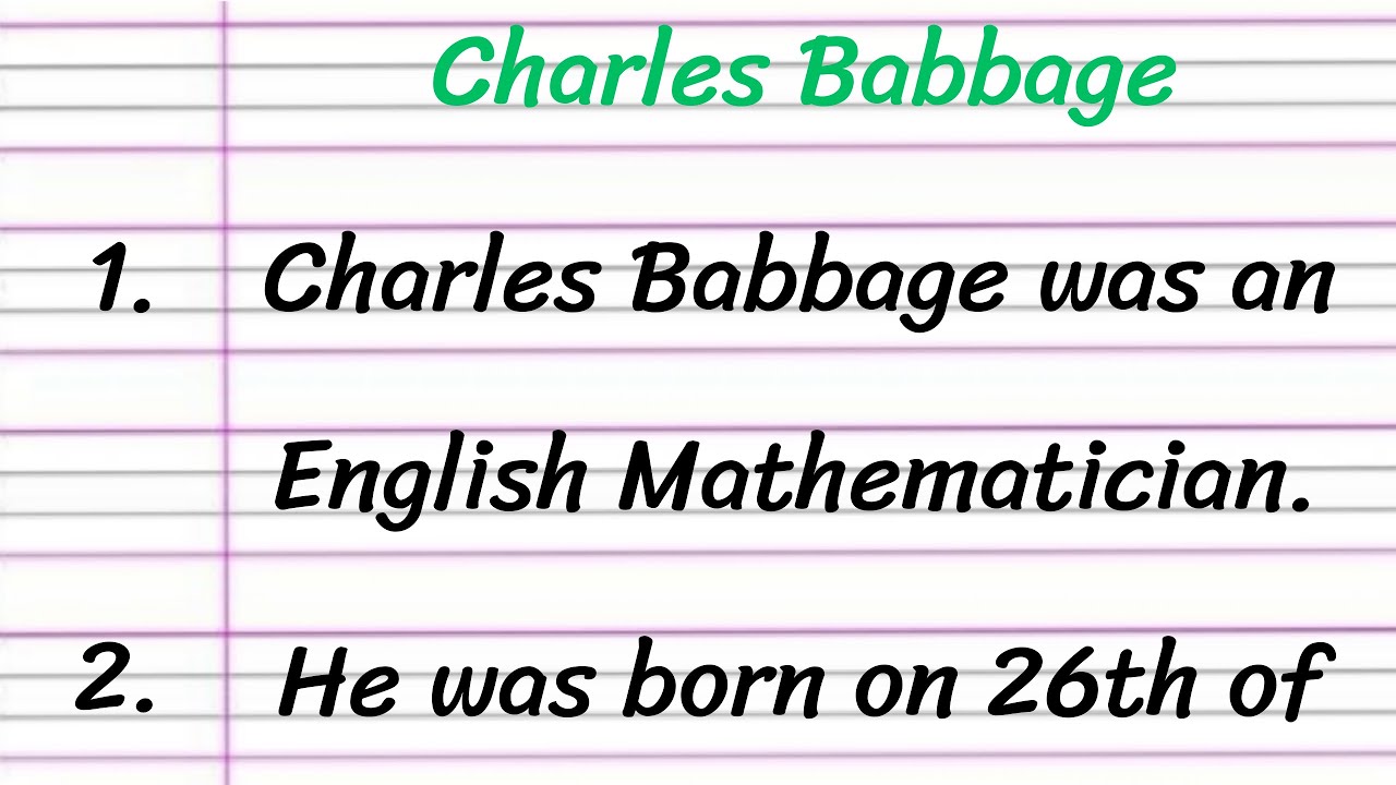 Charles Babbage Essay in English 10 Lines || Short Essay on Charles ...