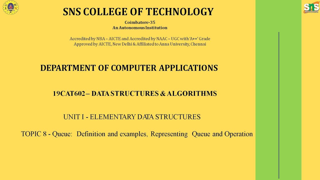 Queue: Definition and examples, Representing Queue and Operation|Dr.N ...