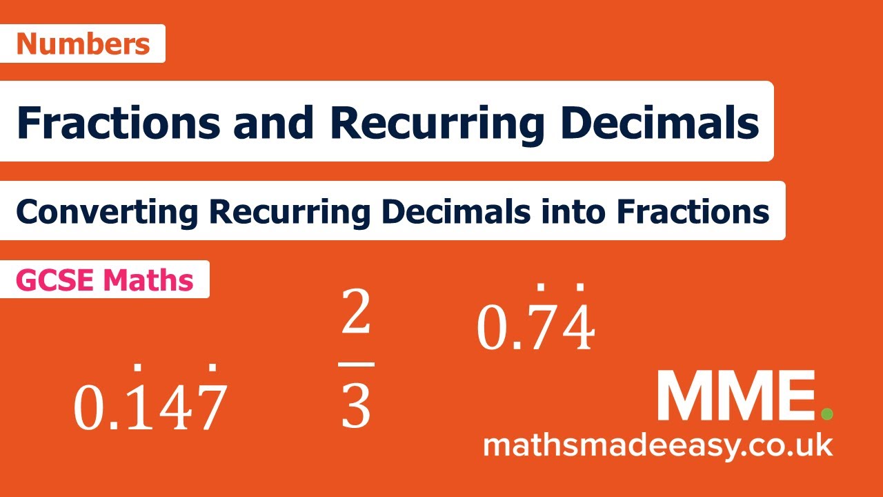 Numbers Fractions And Recurring Decimals Video 2 YouTube