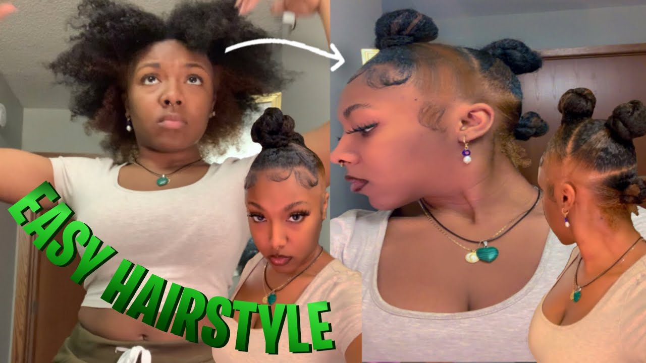 THREE BUN MOHAWK on natural hair !! - YouTube