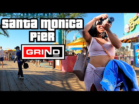 4K Santa Monica Beach Pier Boardwalk Virtual Tour 9-12-21 at 4pm