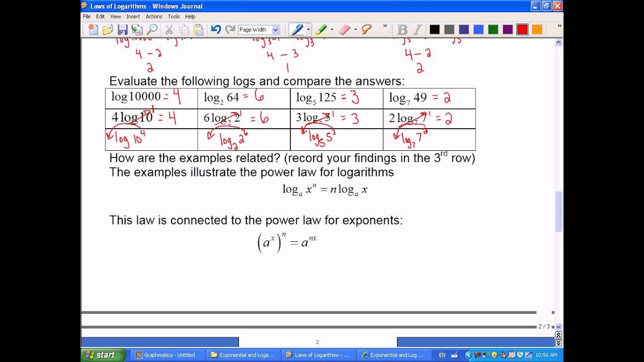 Mr Joyce - Pre Calculus 12 - Laws of Logarithms - YouTube
