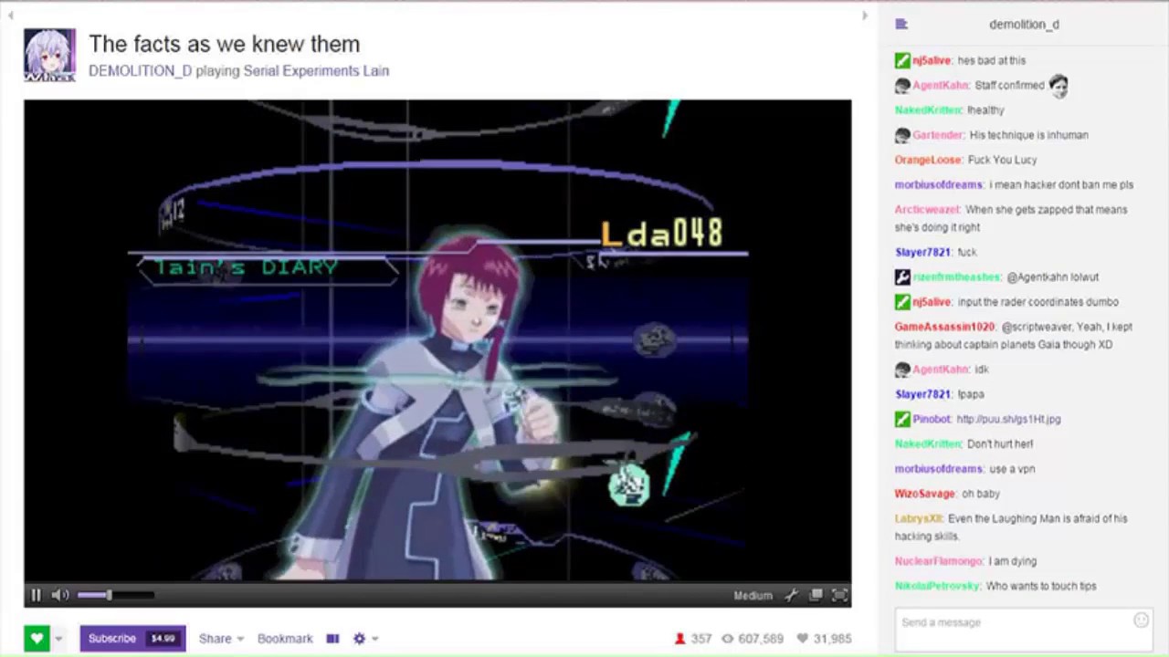 demolition d+ stream - lain (with chat) - YouTube