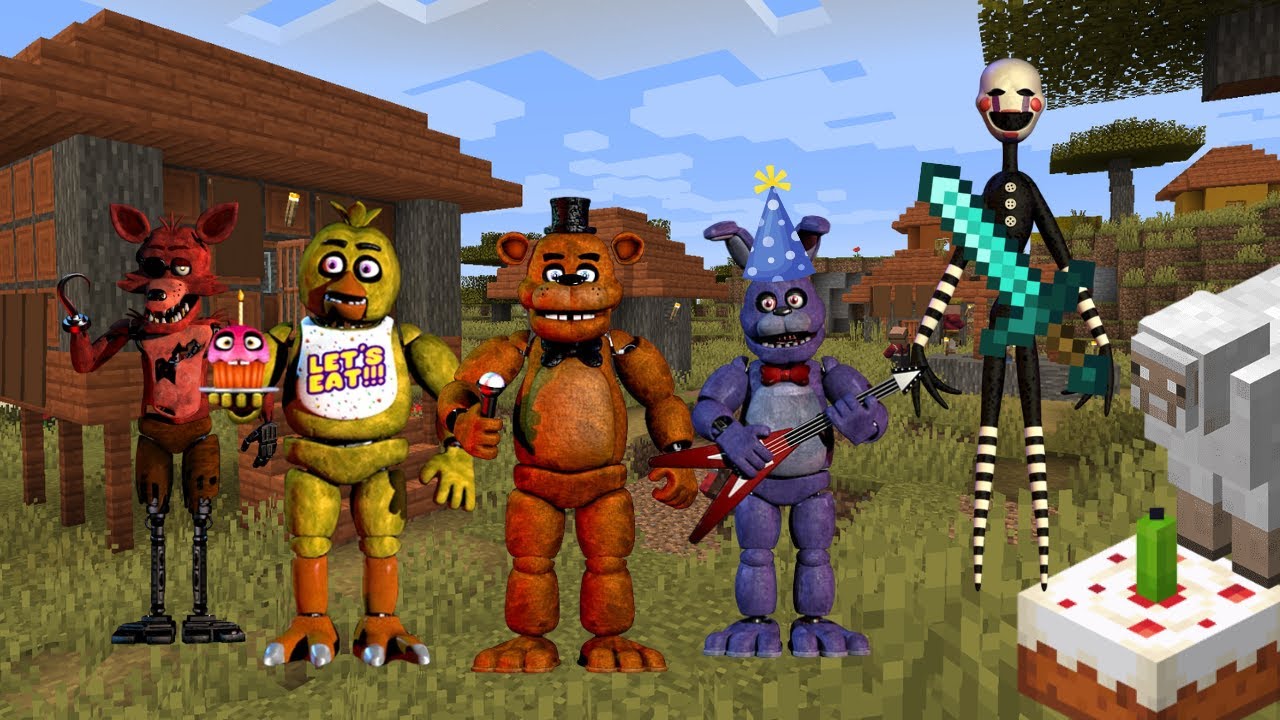 FNAF Animatronics Plays Minecraft 🎮🔦 - YouTube
