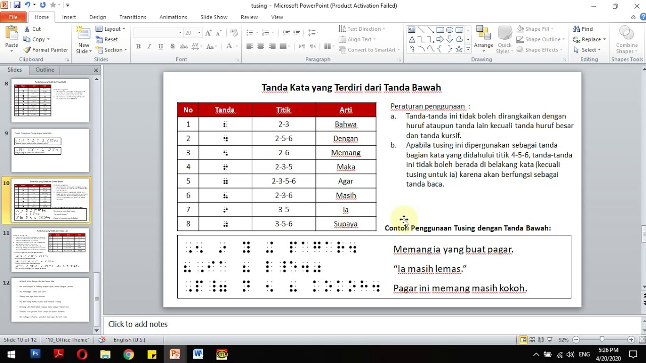 Penjelasan Materi Kuliah Baca Tulis Braille #3 - YouTube