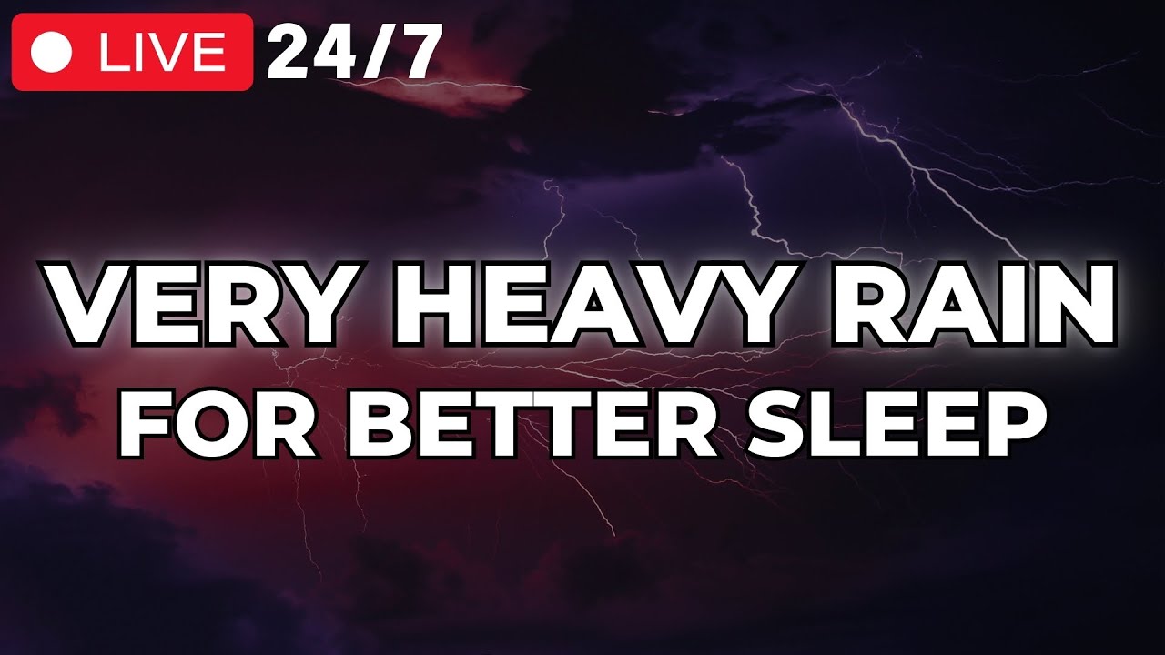 🔴 Heavy Rain and Thunder Sounds for Sleeping - Black Screen ...