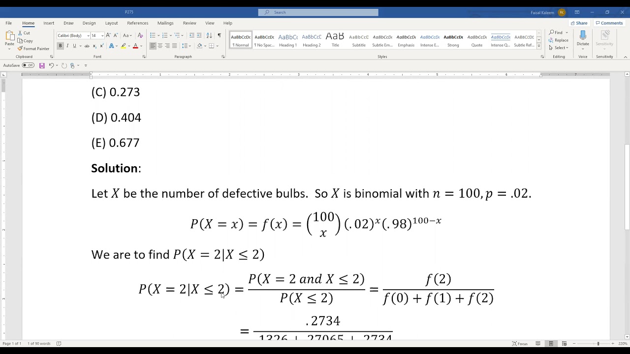 Actuarial SOA Exam P Sample Question 275 Solution - YouTube