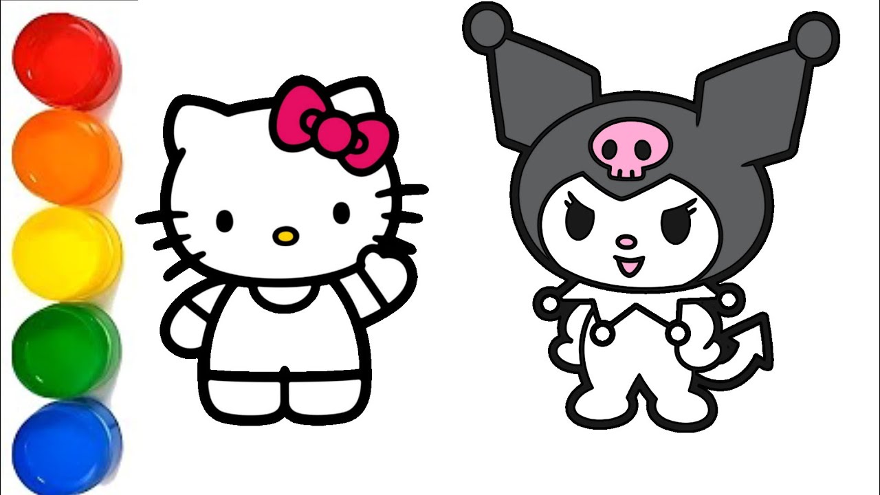 Hello Kitty & kuromi drawing and painting for kids and toddlers, Hello ...