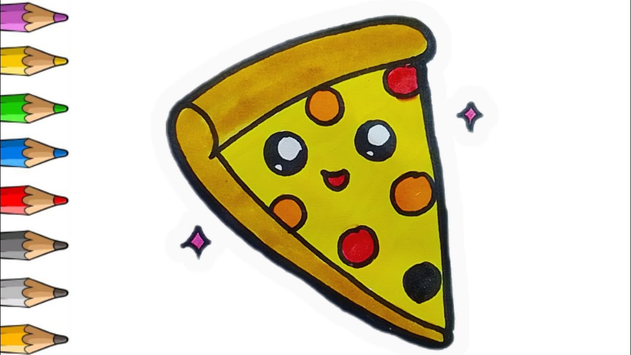 How to draw a pizza slice step by step ll Pizza slice drawing for kids ...