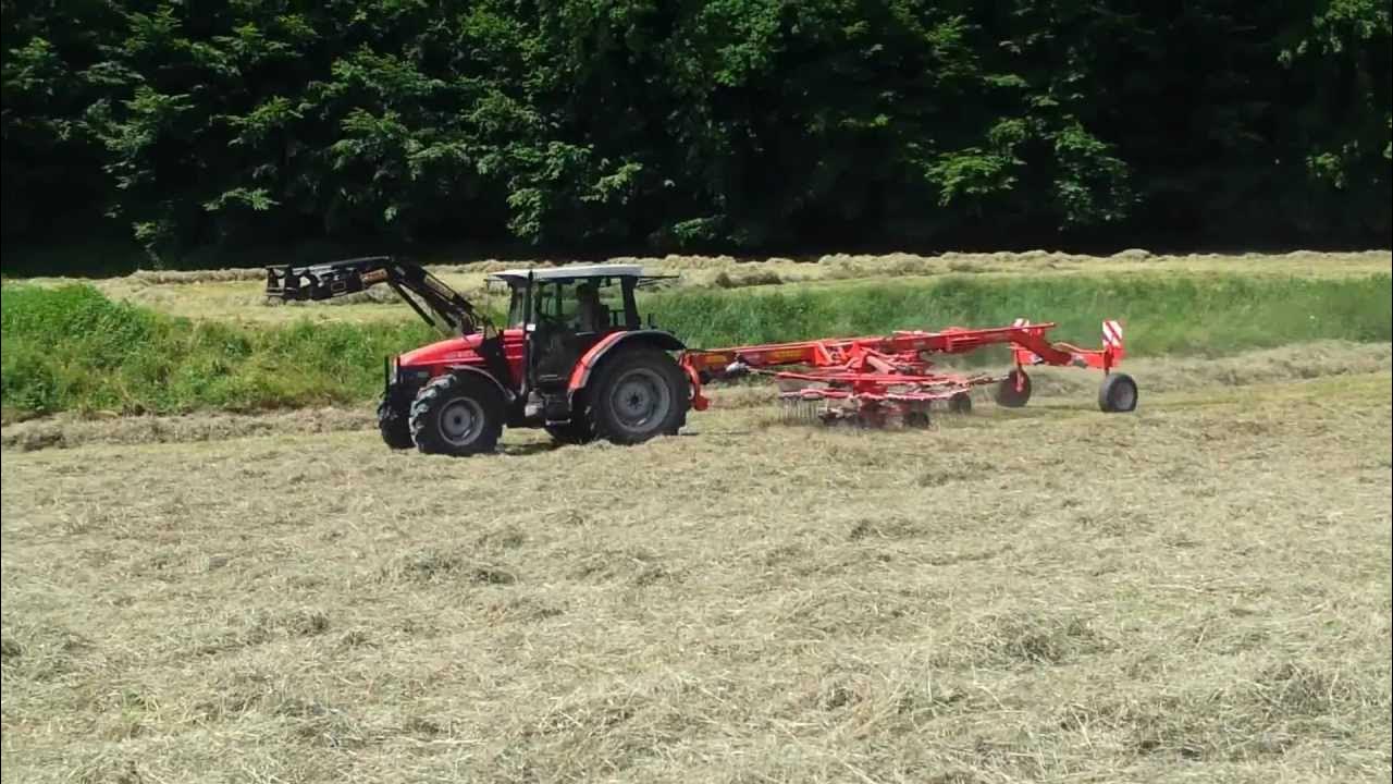 Heuernte 2012 Schwaden mit Same Silver 105 und Kuhn ga 6520 - YouTube