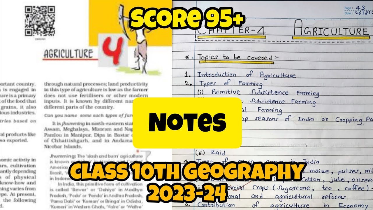 Agriculture Class 10th Geography Handwritten Notes 2023-24 - YouTube
