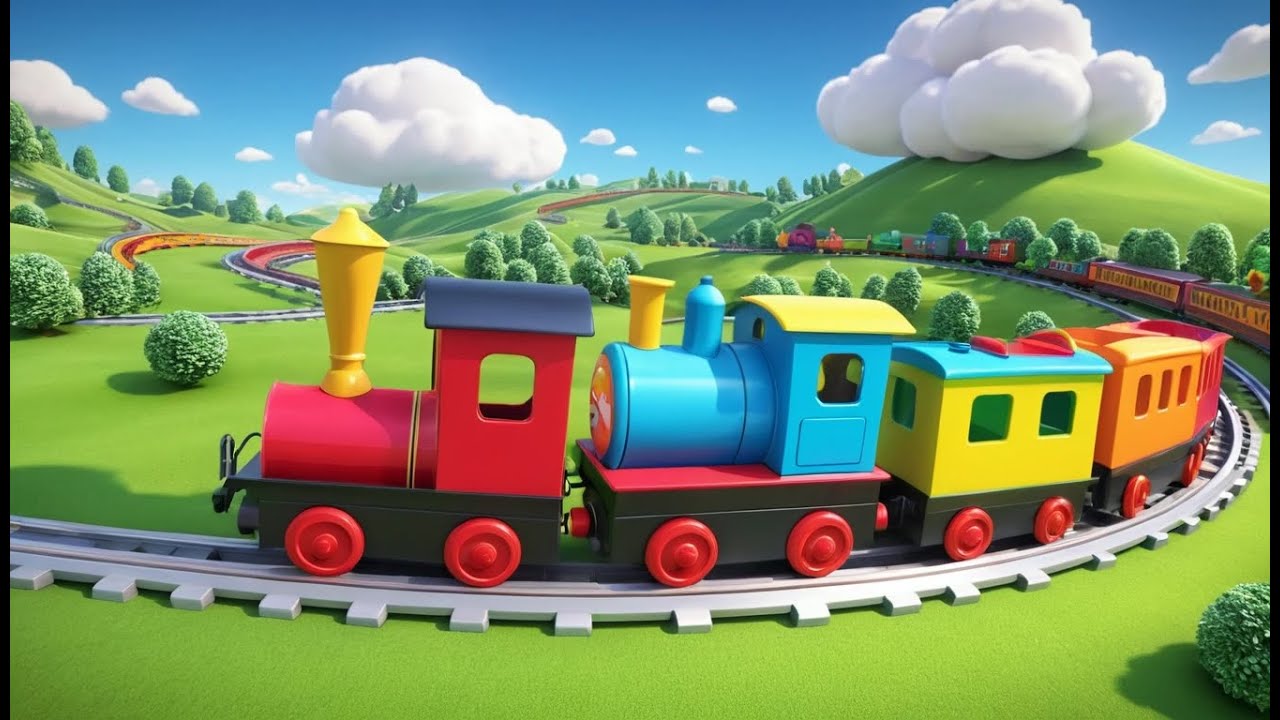 Round and Round the Little Train | Fun Train Song for Kids | Sing Along ...
