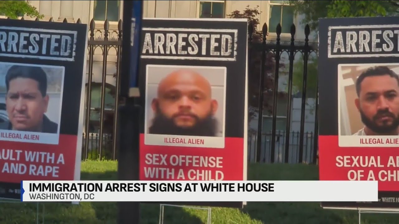 Immigration arrest signs up at White House - YouTube