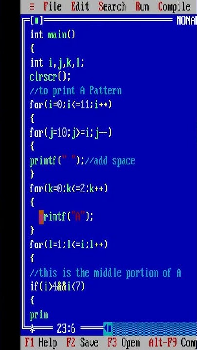 C PROGRAMMING -How to print A alphabet in Pattern-Pattern Printing Programs #pattern #C #shorts ...