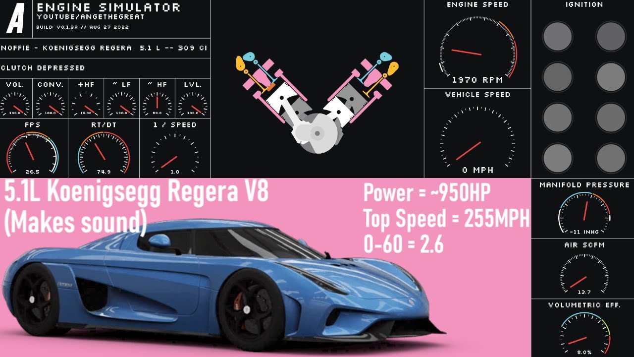 Engine Simulator | Koenigsegg Regera Inspired V8 - YouTube