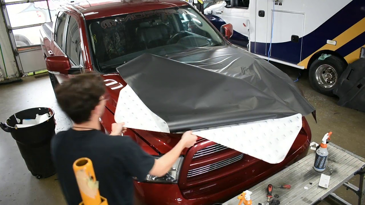 Wraps N Signs Dodge Ram Hood Decal Install - YouTube