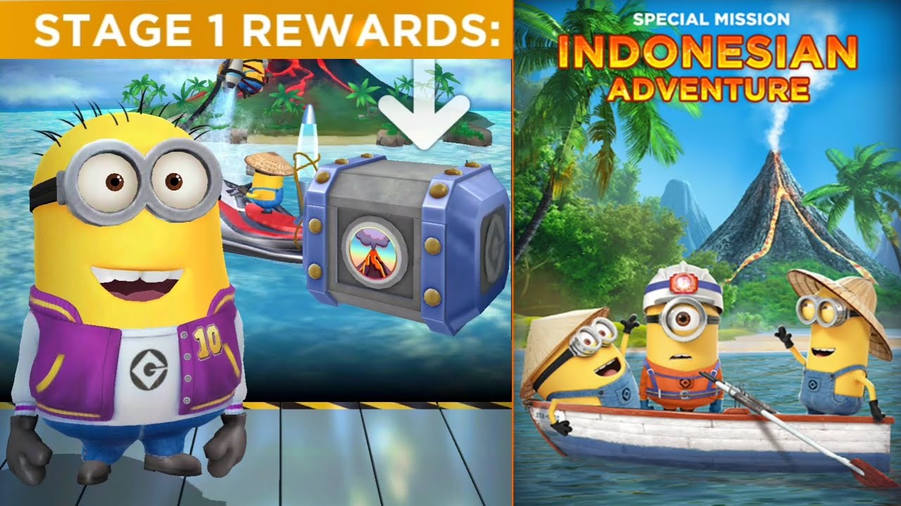Minion Rush INDONESIA ADVENTURE Stage 1 Rewards Claim Stooart minion ...