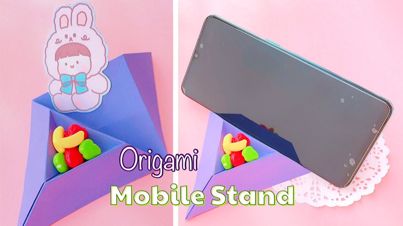 How to make paper mobile Stand without Glue / DIY Origami Paper Mobile ...