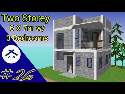 (6x7 Meters) Small House Design Idea with 3 Bedrooms
