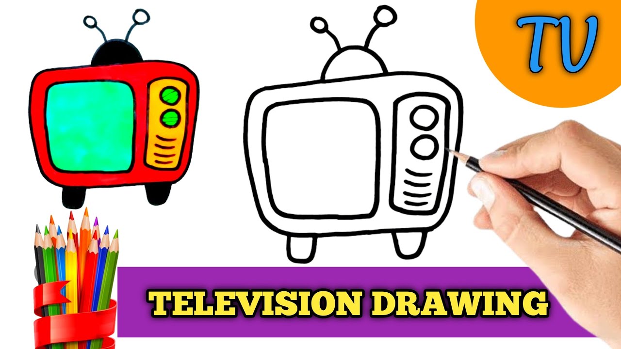 HOW TO DRAW A TELEVISION EASY STEP BY STEP TUTORIAL || TELEVISION ...