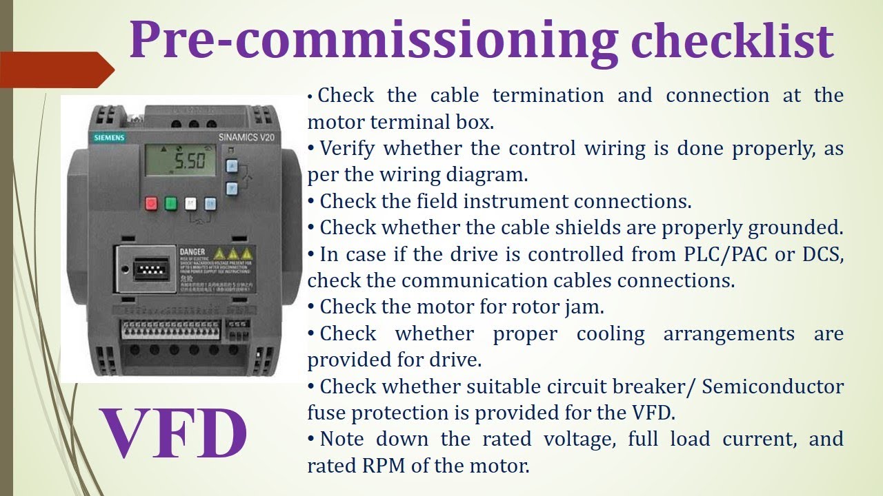 Pre-Commisioning Checklist of VFD || VFD Parameter Commisioning - YouTube