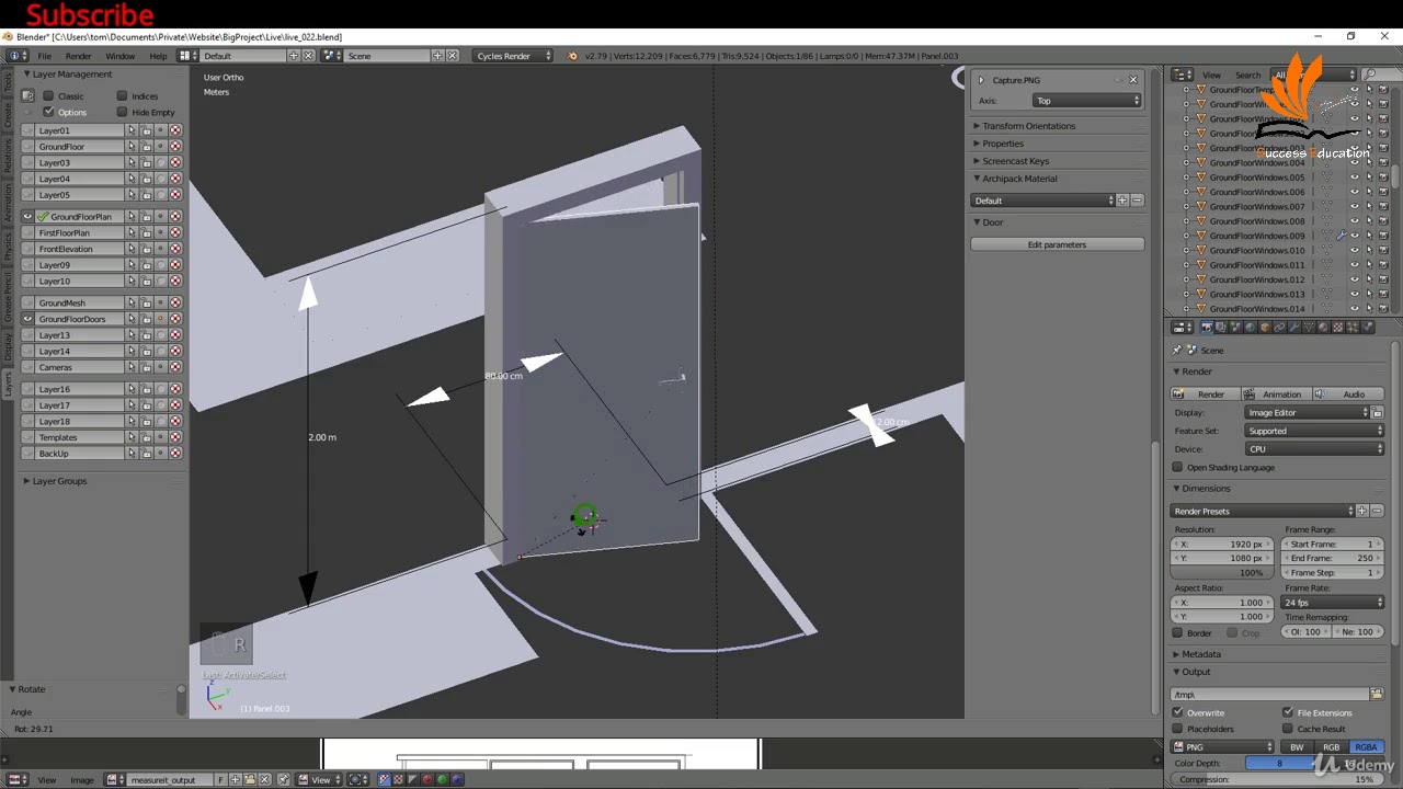 1.19 Create Internal Door Ways | Blender | Success Education - YouTube