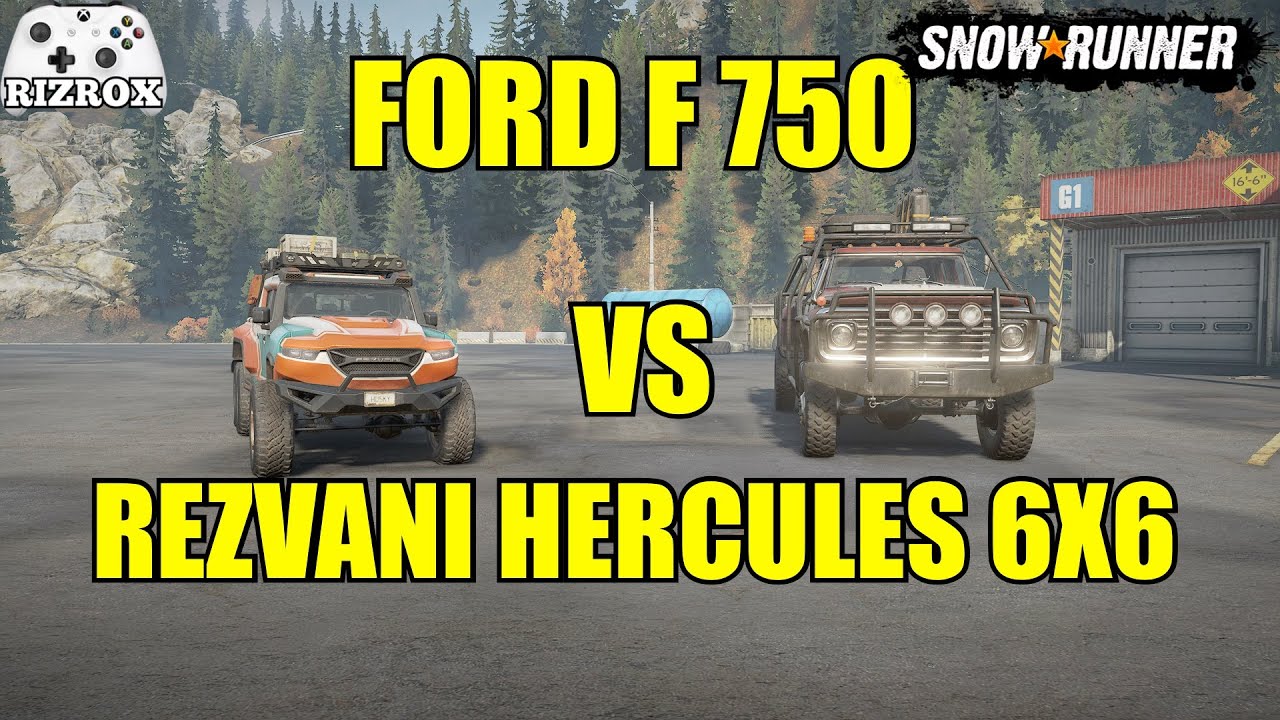 SnowRunner Ford F 750 VS Rezvani Hercules 6x6 - YouTube