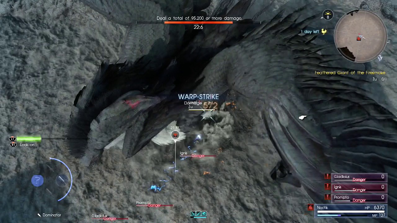 Final Fantasy 15 Defeat Zu Bird Feathered Giant of the Firesmoke ...