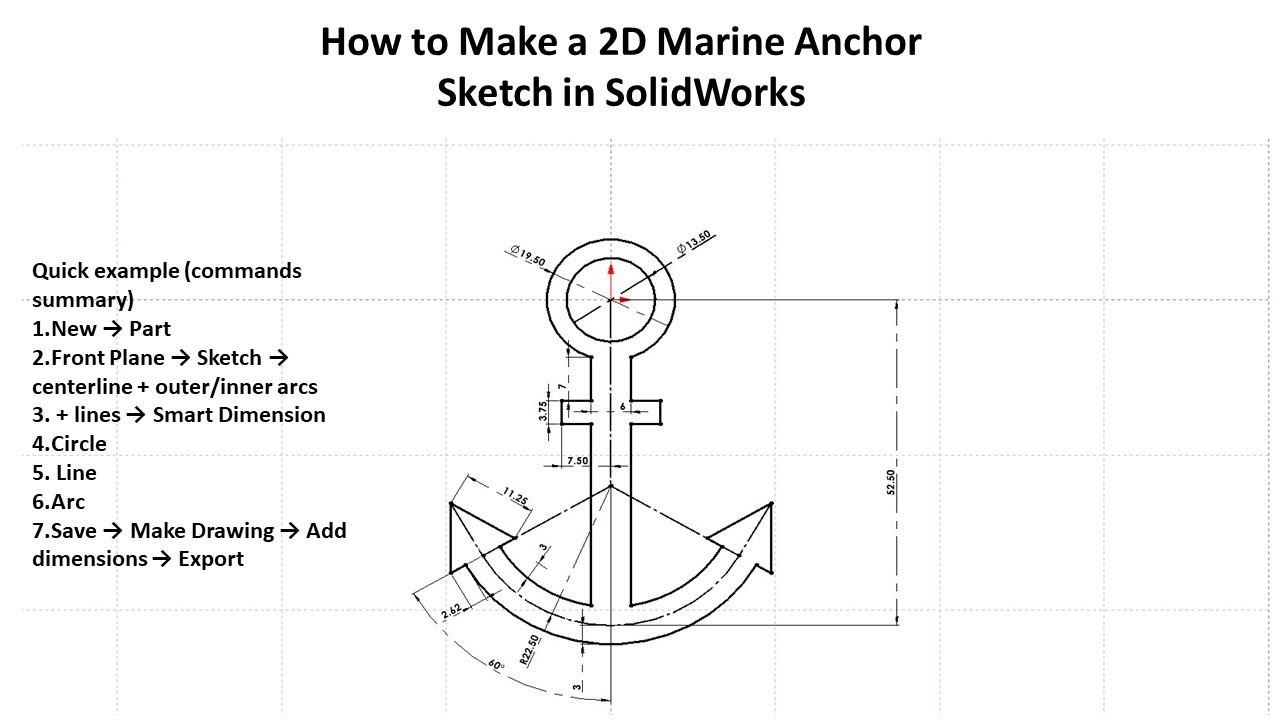 How to Make a 2D Marine Anchor Sketch in SolidWorks | Full Step-by-Step ...
