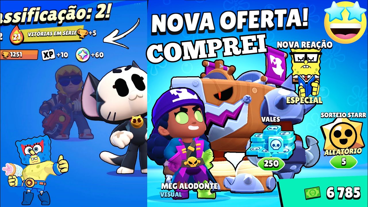 COMO COLOCAR BRAWLER CLASSE 35, 1250 TROFÉUS e COMPREI A MEG ALODONTE ...