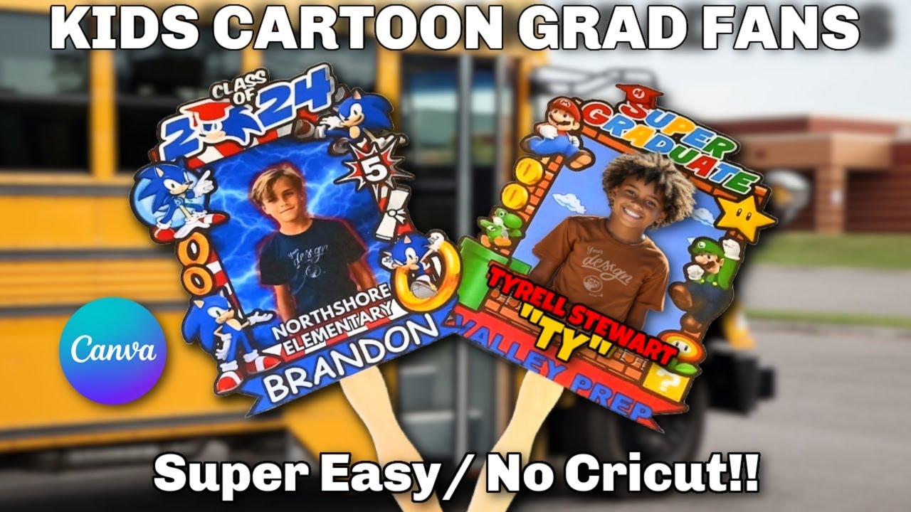 DIY KIDS GRADUATION FAN TUTORIAL/ SONIC/ MARIO/ PARTY FAVORS ...