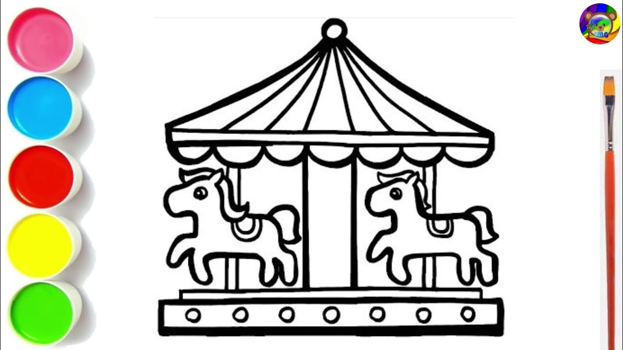 Carousel Drawing, Painting d Colouring for Kids and Toddlers, Nursery ...