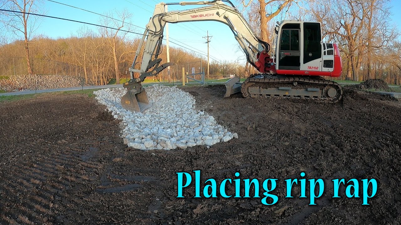 Lining A Ditch With Rip Rap - YouTube