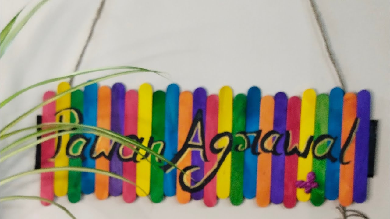 DIY Name board | Nameplate Using Popsicle Sticks | Easy Popsicle Stick ...