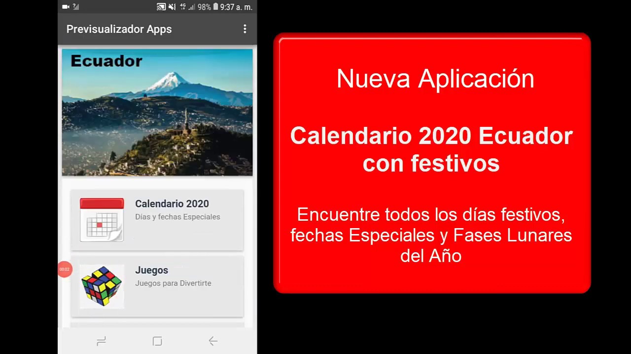 Calendario 2020 Ecuador con festivos - YouTube