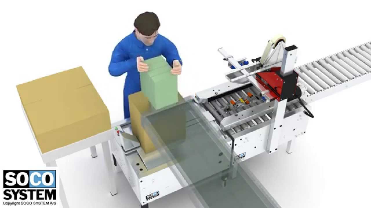 Packing tables with bottom flap folder - automatic version. - YouTube